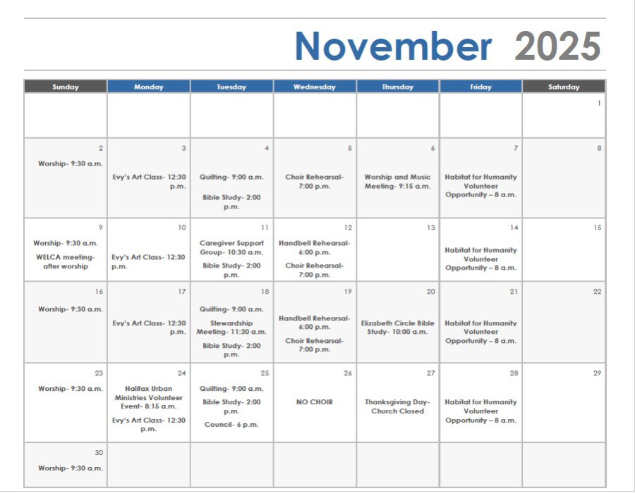 Trinity Lutheran Church - Calendar